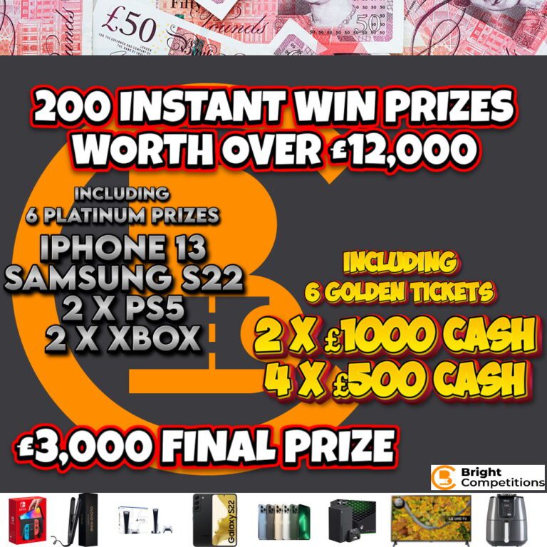 £15,000 CASH – £12,000 INSTANT WINS / £3,000 FINAL PRIZE – 200 INSTANT ...