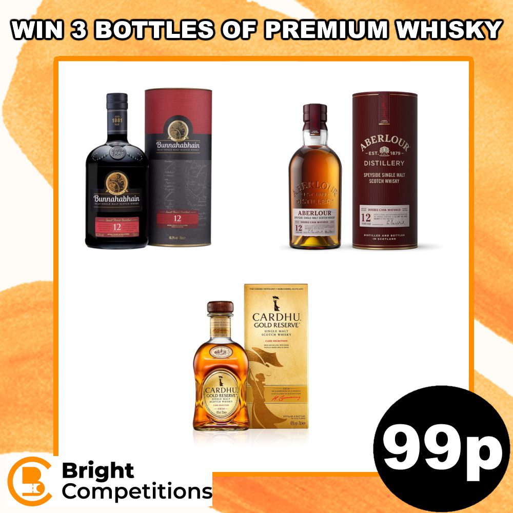 Win 3 Bottles of Premium Whisky - Bright Competitions