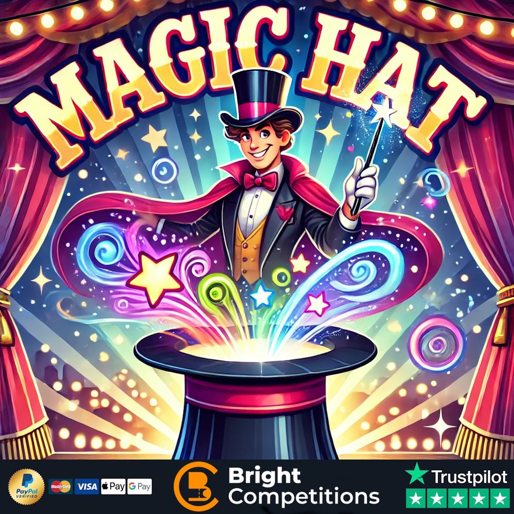 Magic Hat! - 340 Instant Wins, 5 Magic Hats & £50 Jackpot - 50p Per Ticket - Bright Competitions